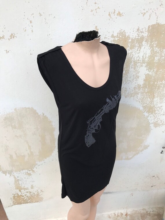 Knotted gun long black tank blouse/dress with anti wa… - Gem