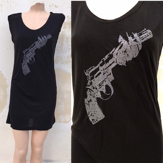 Knotted gun long black tank blouse/dress with anti wa… - Gem