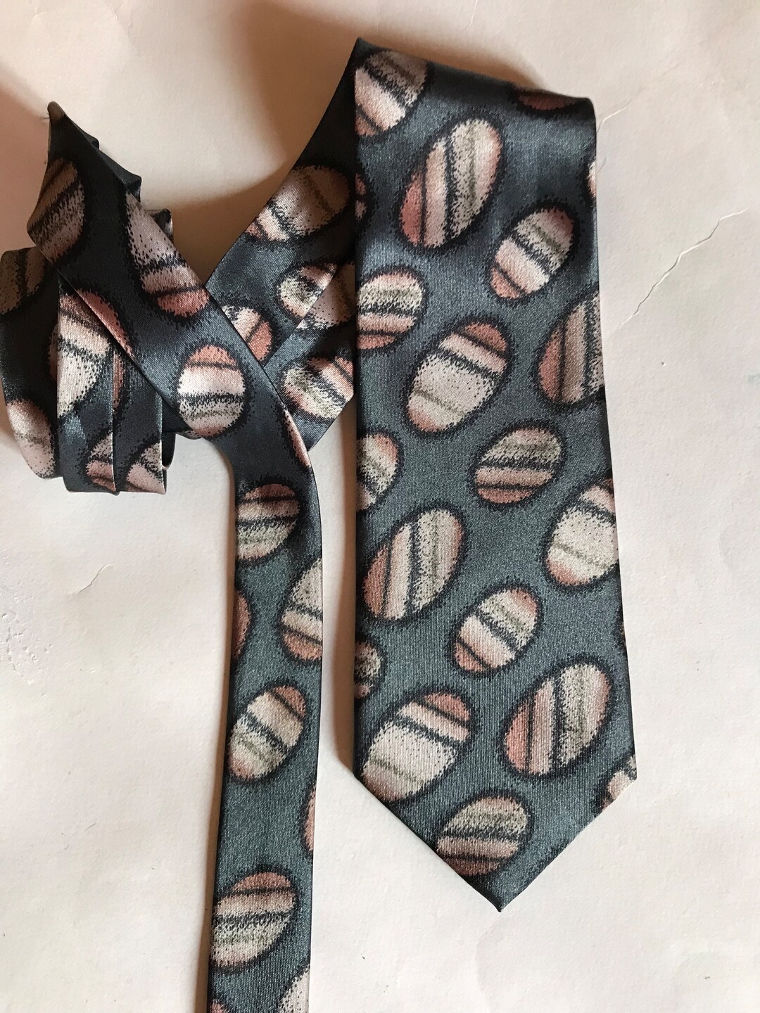 Novelty 80s Vintage Necktie With Jupiter Alike Prints on Shiny - Etsy