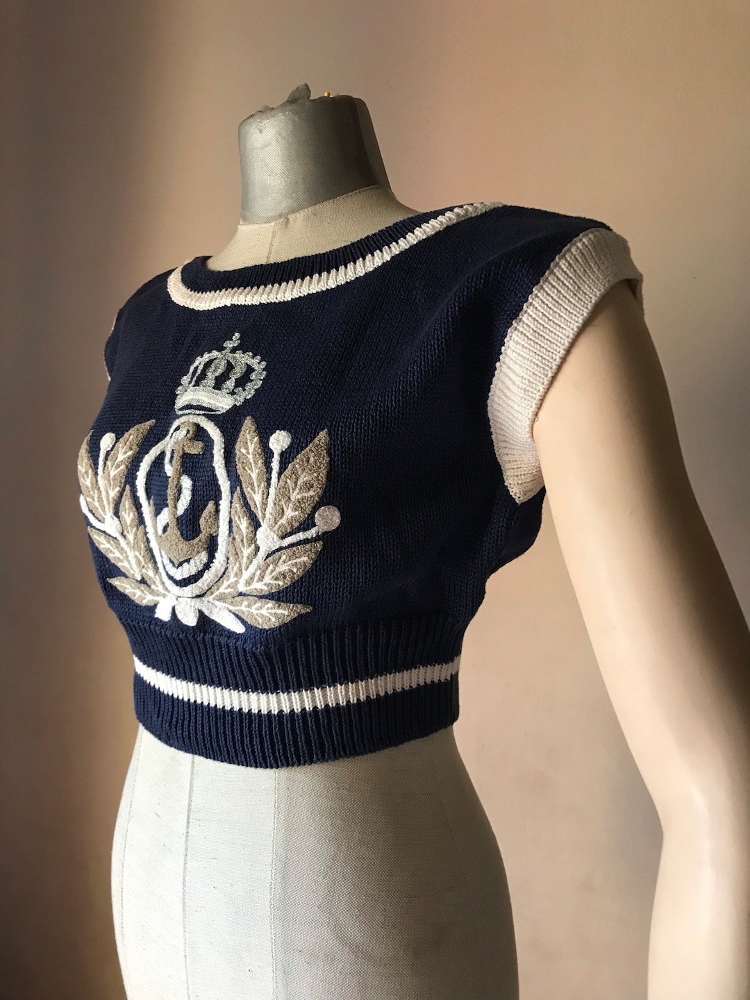 Byblos Rare 80s Vintage Cropped, Knit Sweater With Dolman Sleeves in ...
