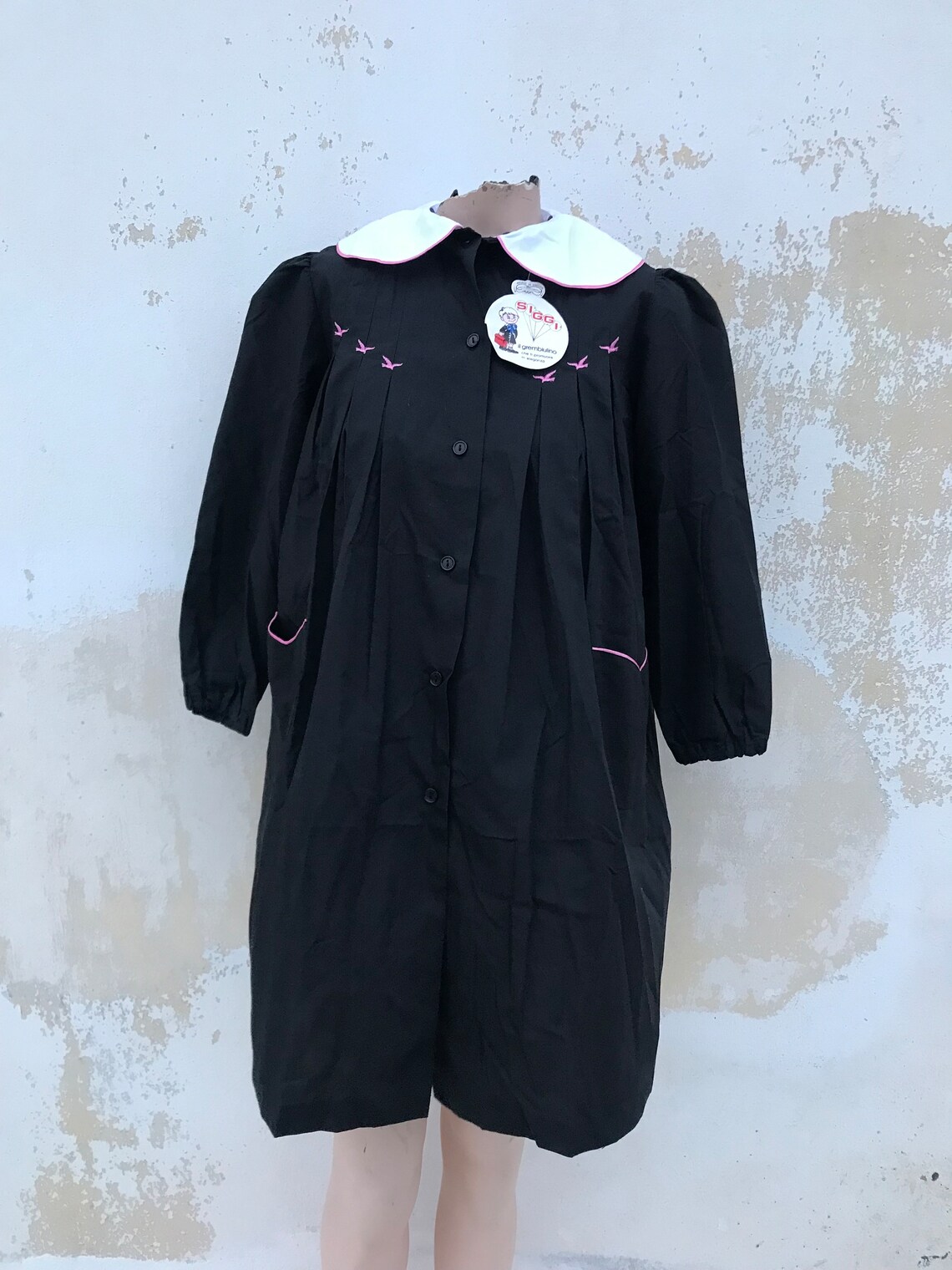 Old School Siggi, Italy, 70s Smock Buttoned Dress With Embroidered ...