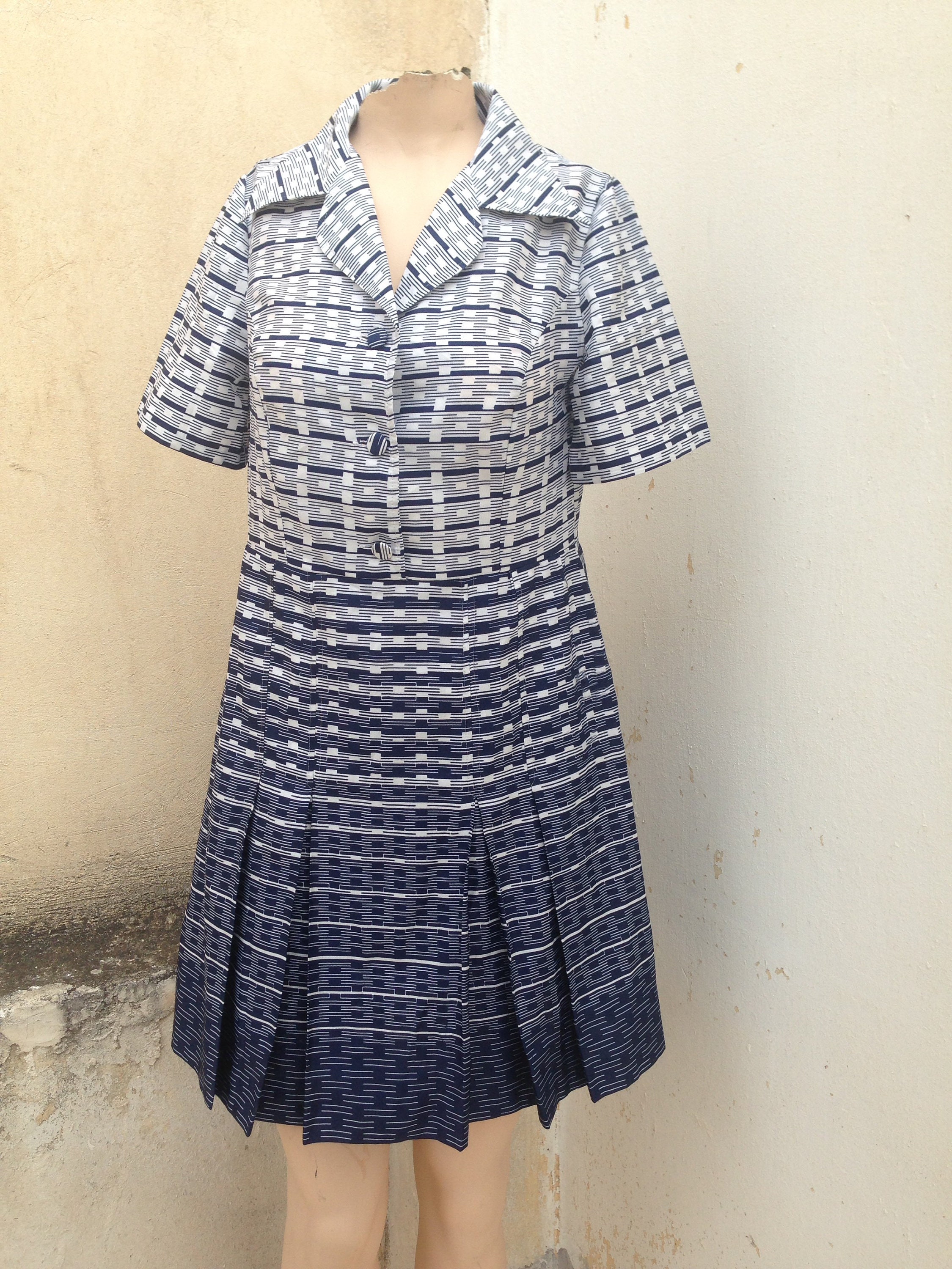 60s beautiful mini go go dress with pleated skirt henley | Etsy