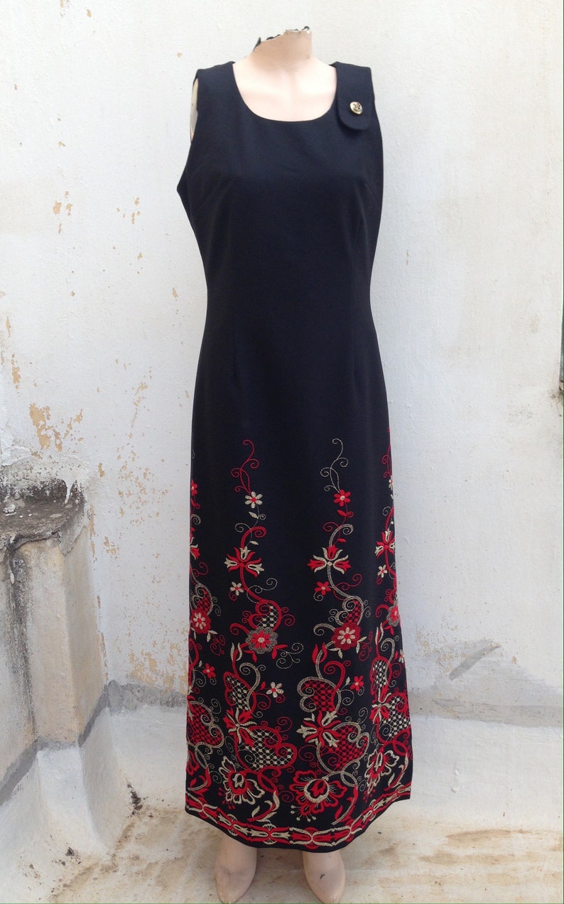 Diolen Loft 60's Impressive and Luxurious Long Black Gown With Side ...