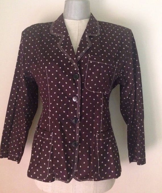 Steampunk 80s vintage black blazer with polka dot, ti… - Gem