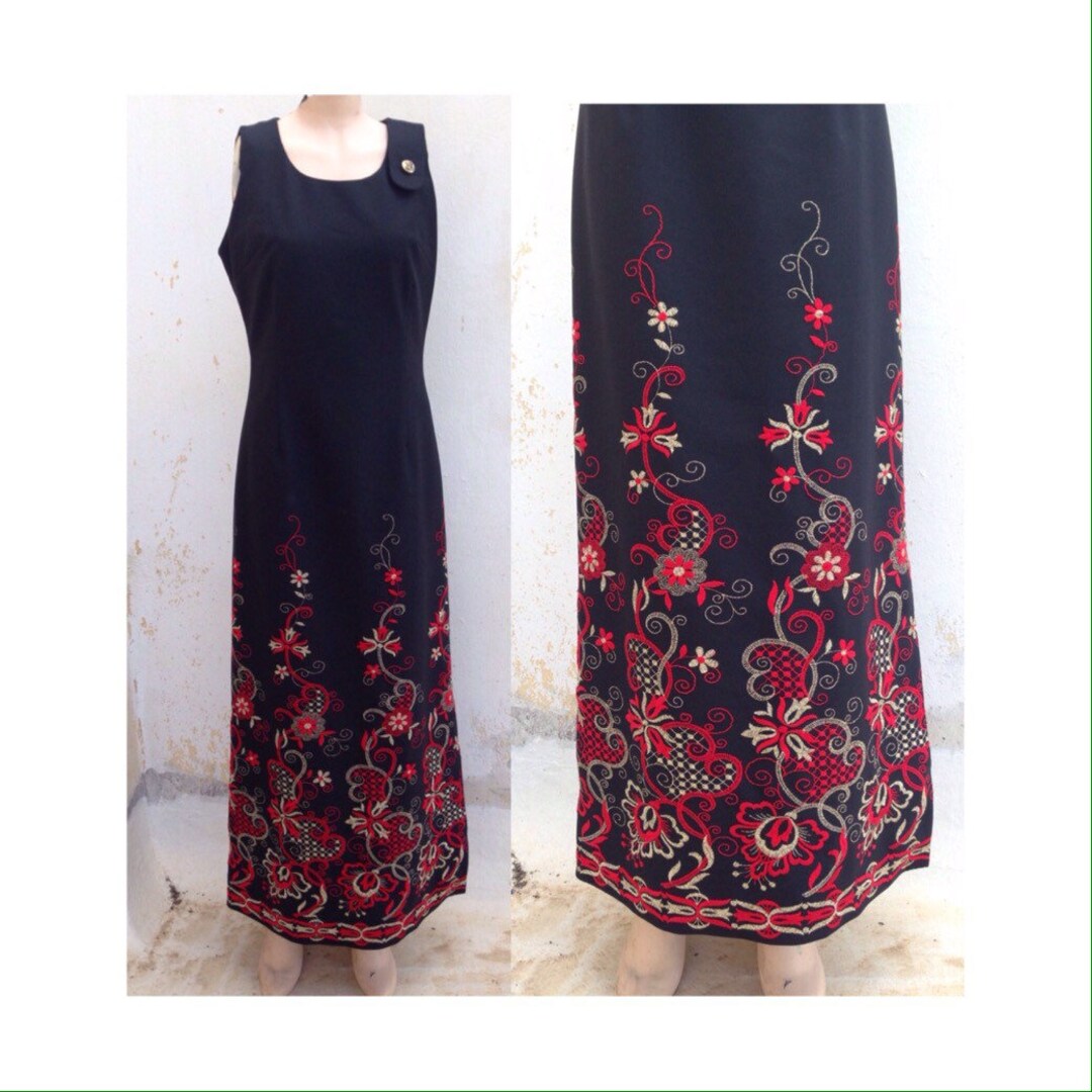 Diolen Loft 60's Impressive and Luxurious Long Black Gown With Side ...