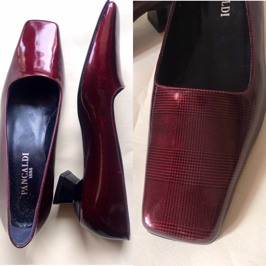 Luxury Elegant Mid Heel Burgundy Patent Leather Pancaldi Pumps That ...