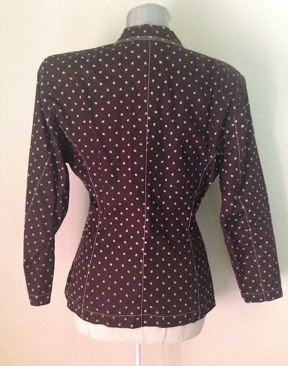 Steampunk 80s vintage black blazer with polka dot, ti… - Gem