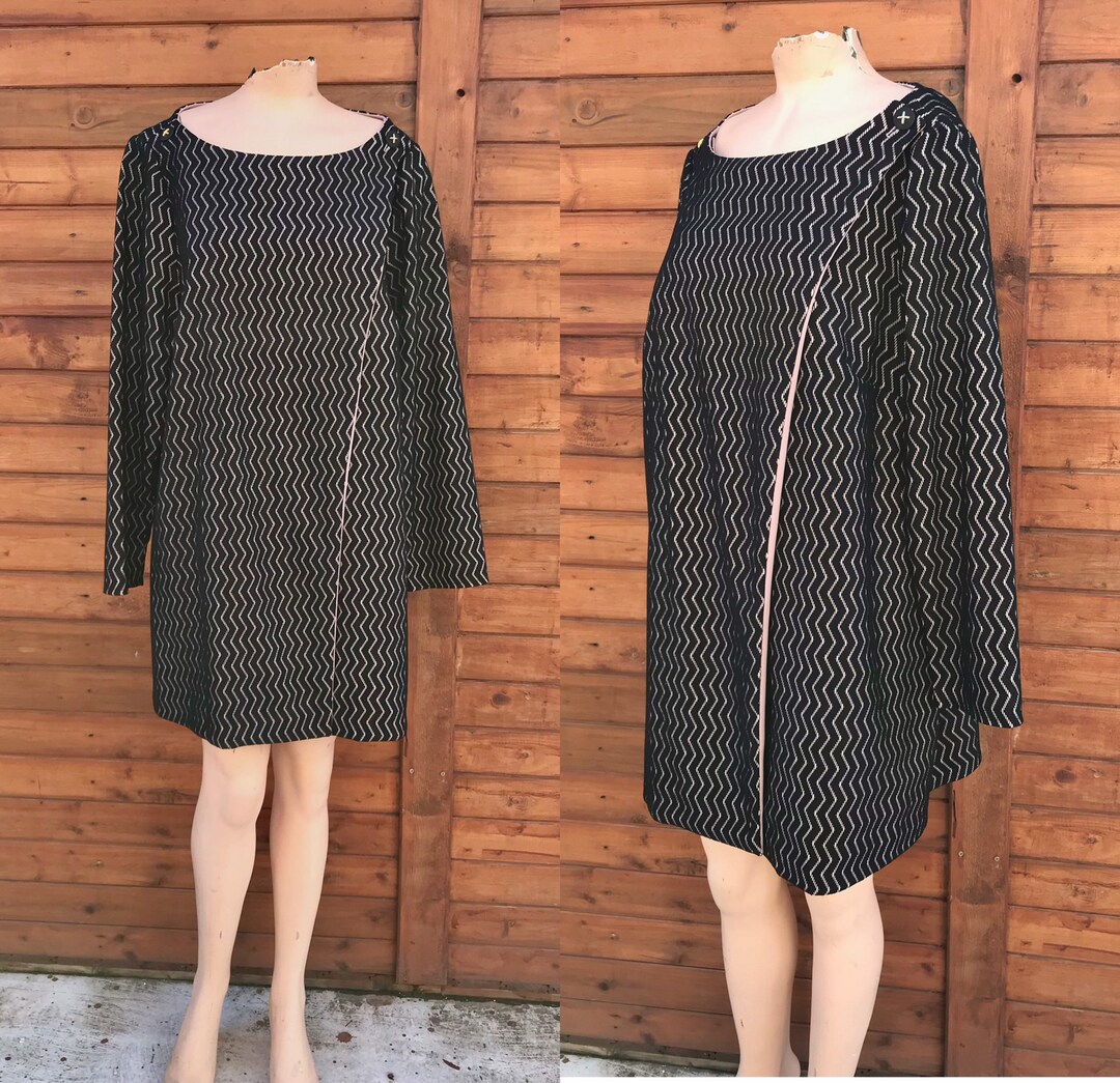 50s Styled Double Folded A-line Overcoat/dress Features Zig Zag Design ...