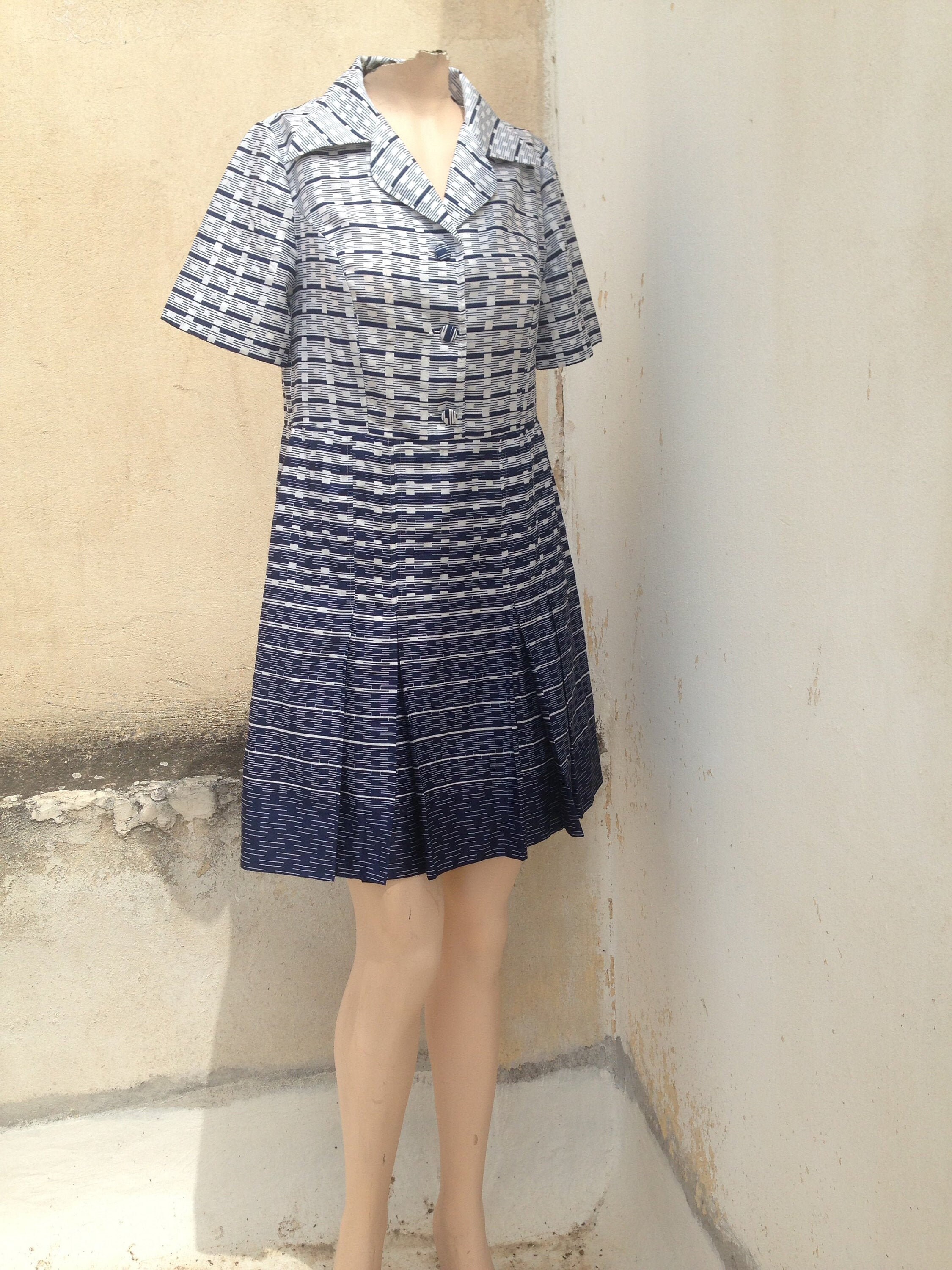 60s beautiful mini go go dress with pleated skirt henley | Etsy