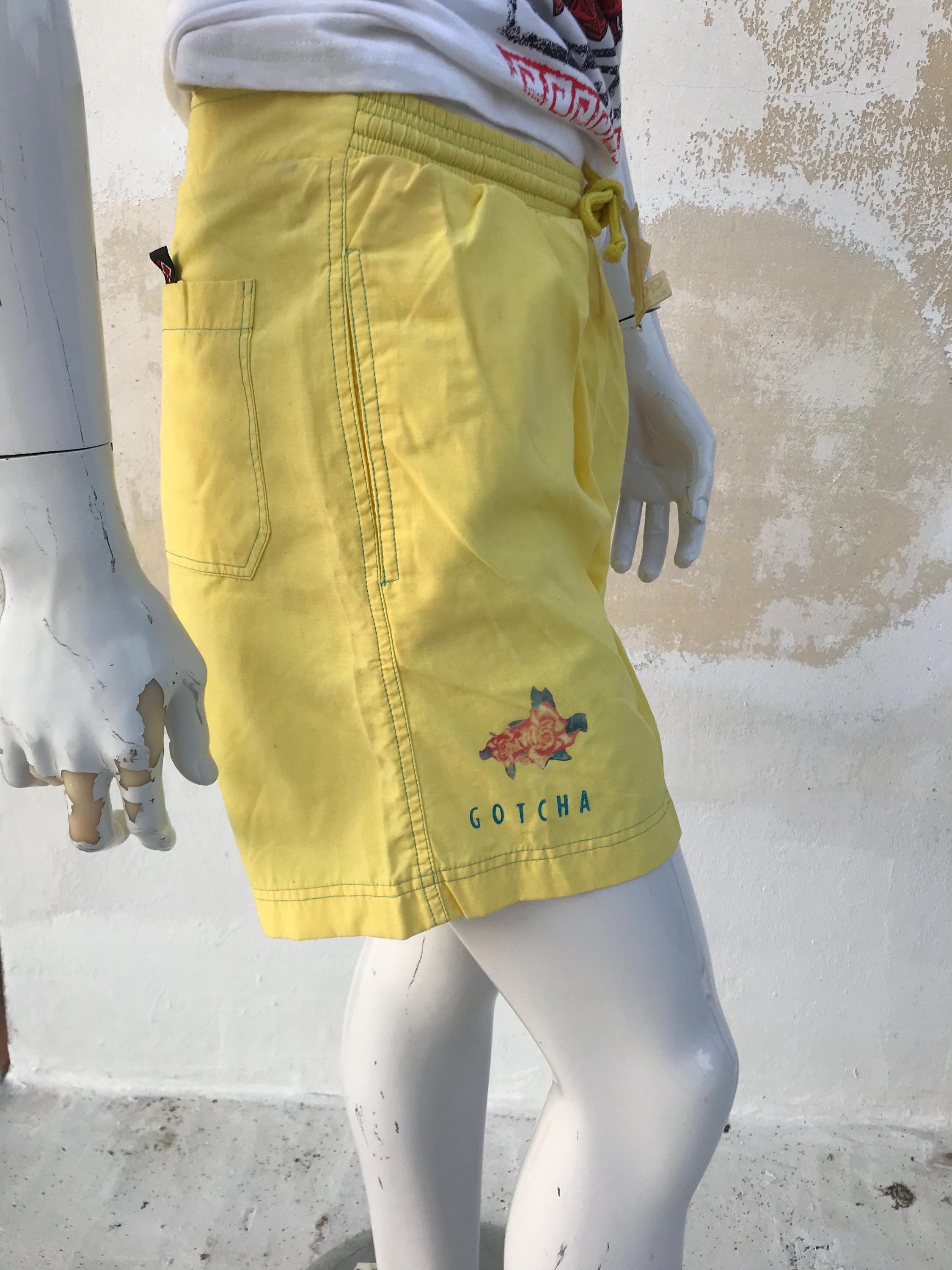Gotcha Beach Wear Swim Trunks for Men in Yellow With Side Prints, Early ...