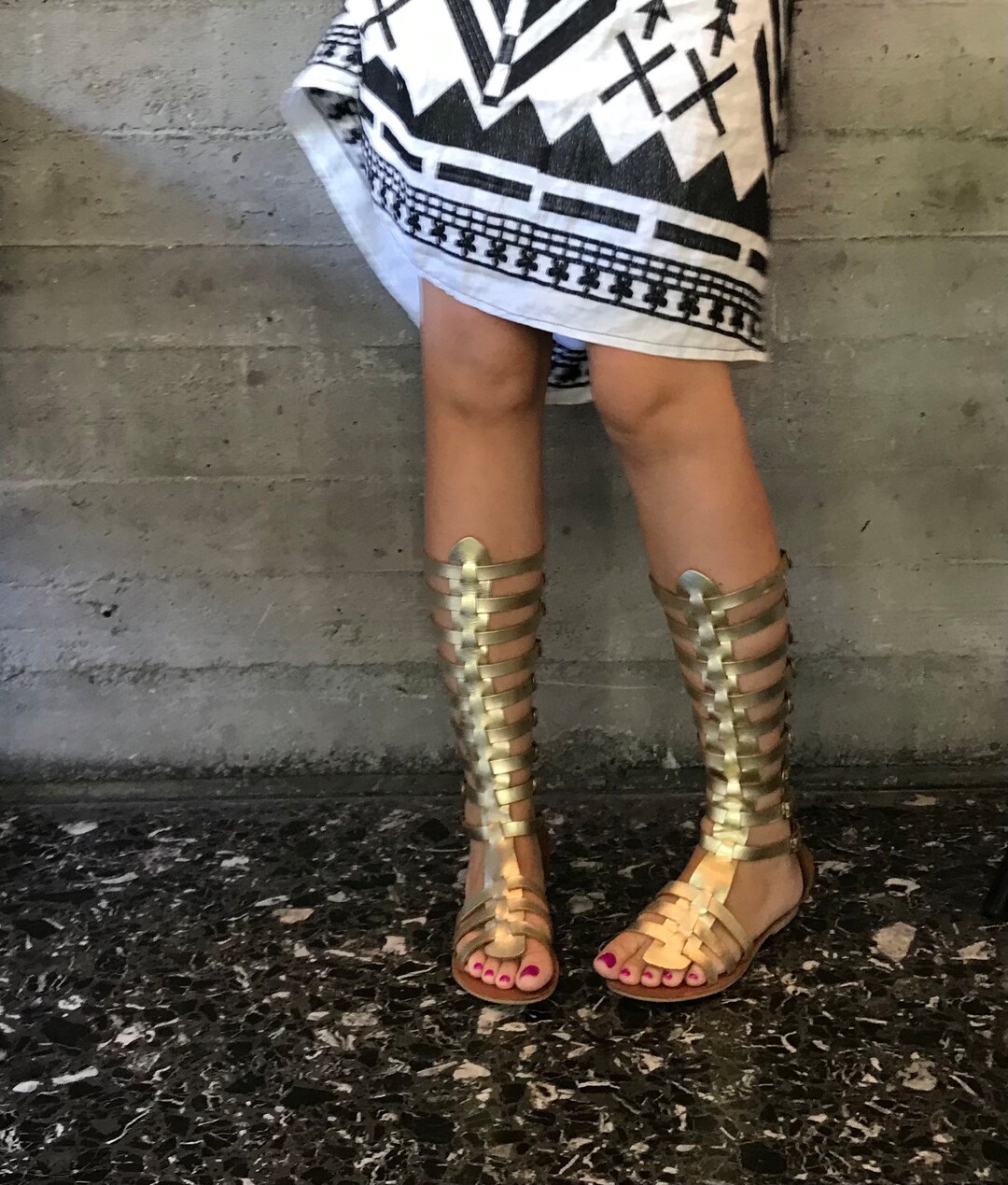 Golden Gladiator Genuine Leather Greek Boots Y2K Vintage, Made in ...