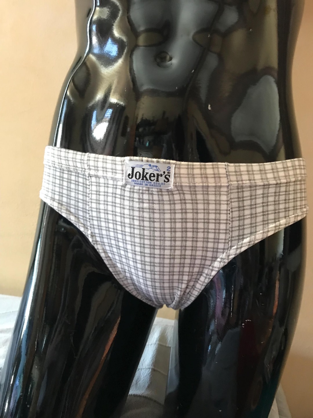 Checkered Soft Gray Retro Underwear for Men, 80s Vintage All Cotton ...