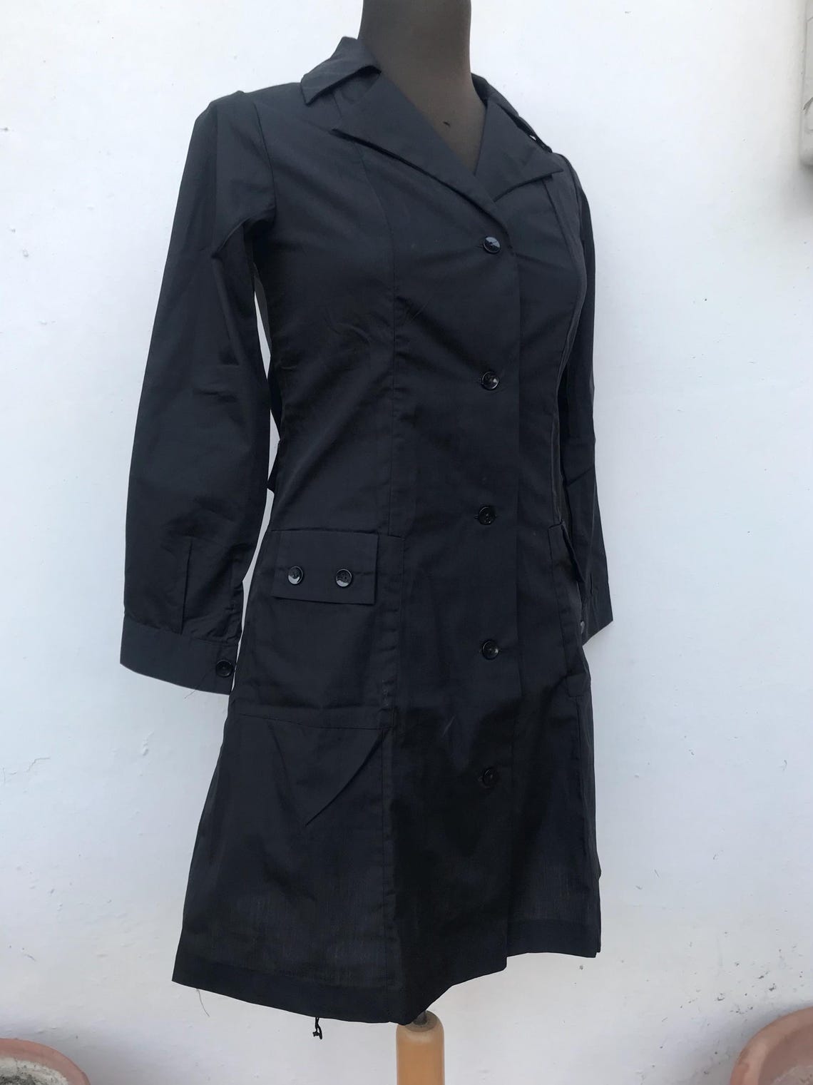 Old School Uniform 70s All Cotton, Preppy Pointed Collared, Inky Black ...