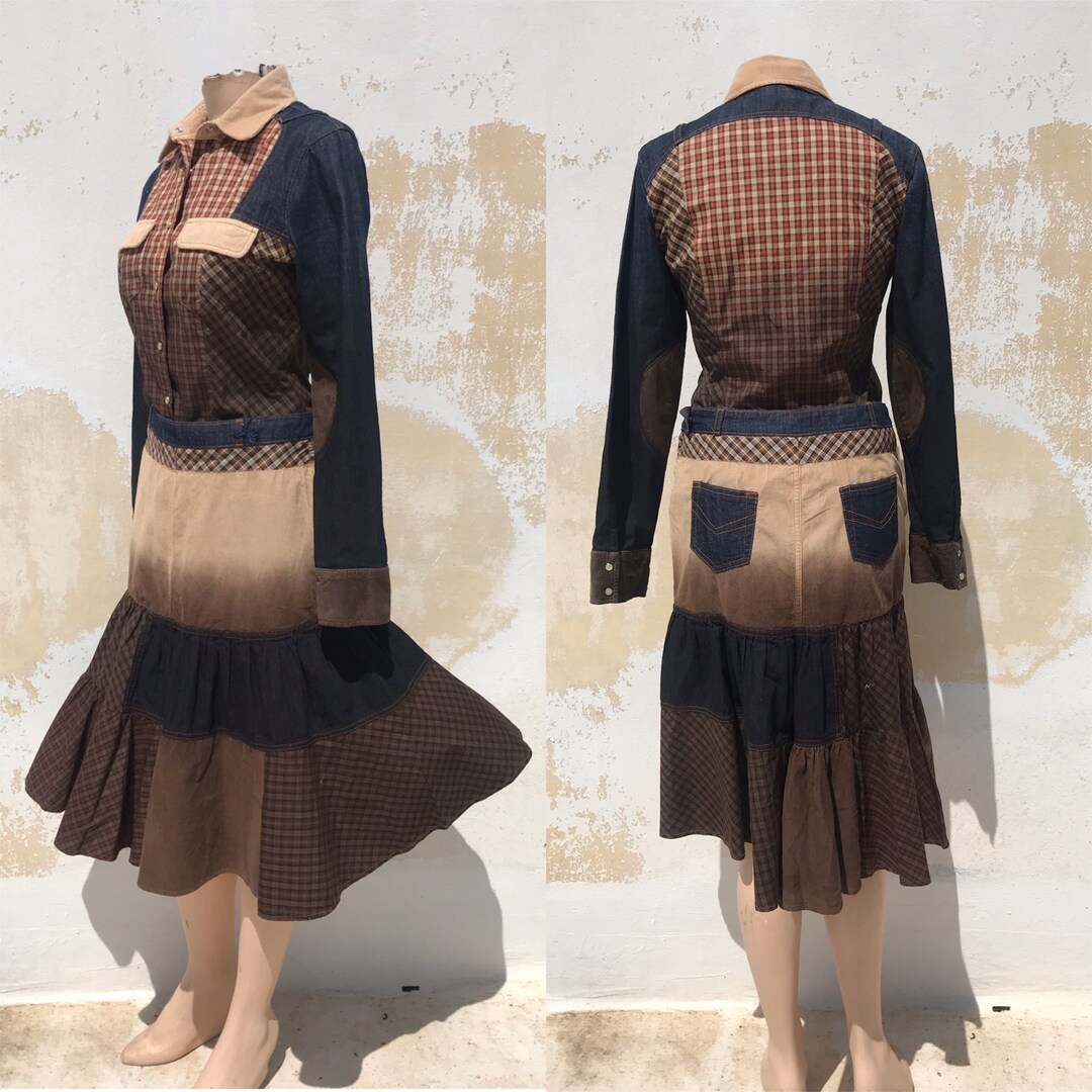 Patchwork Costume Set in Western Style. 90s Does 70s Vintage, Features ...