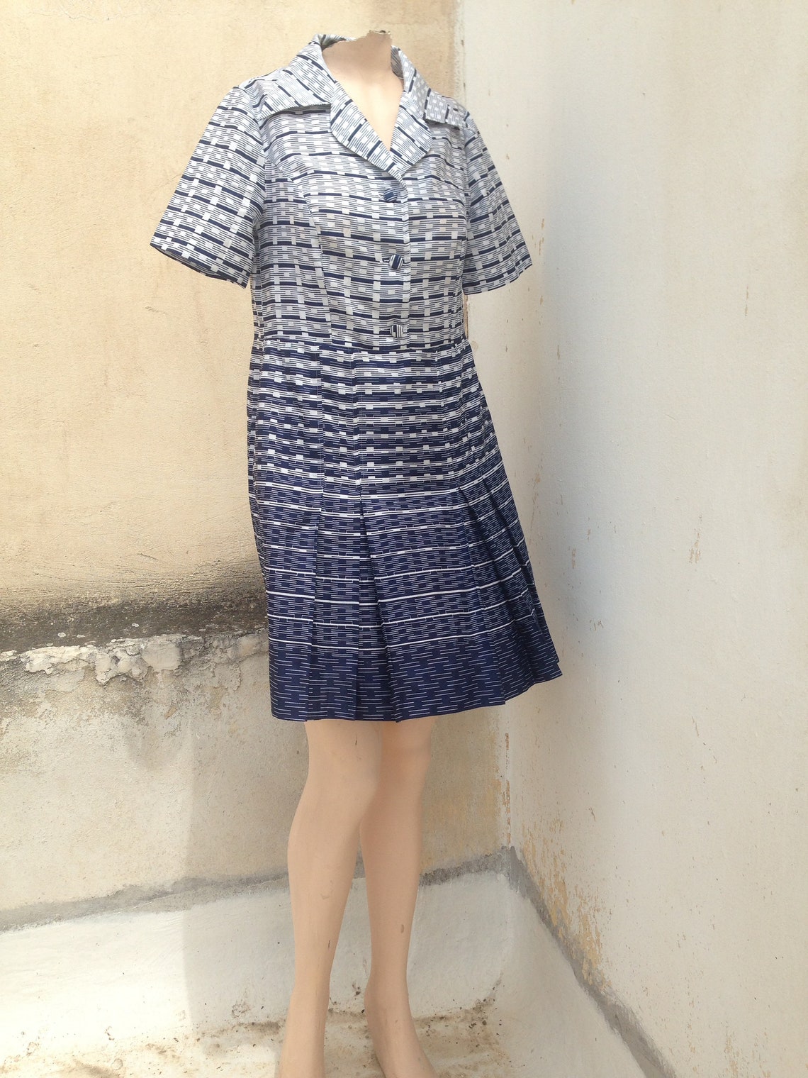 60s beautiful mini go go dress with pleated skirt henley | Etsy