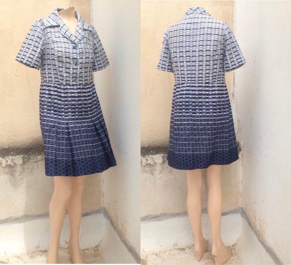 60s beautiful mini go go dress with pleated skirt henley | Etsy