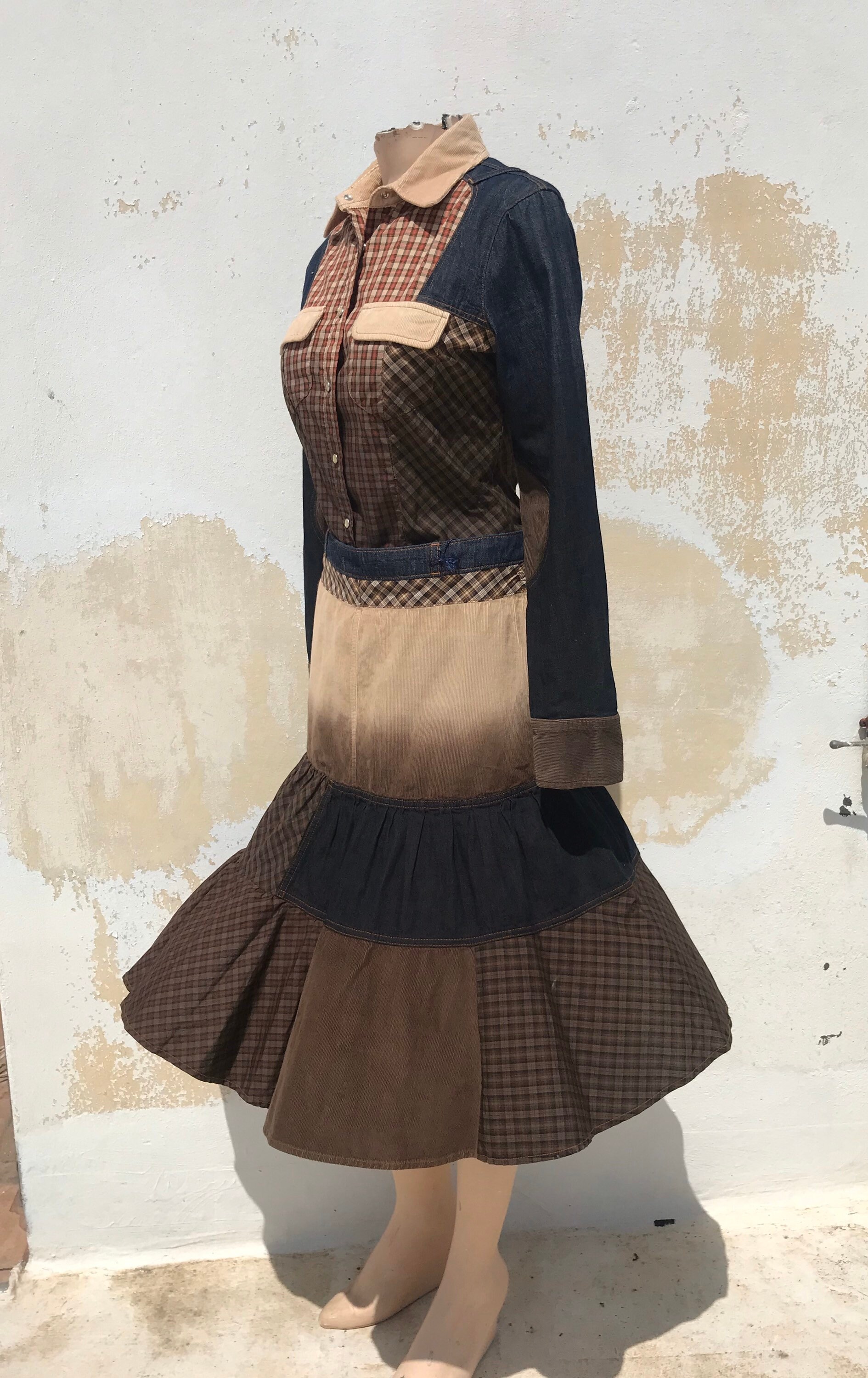 Patchwork Costume Set in Western Style. 90s Does 70s Vintage | Etsy