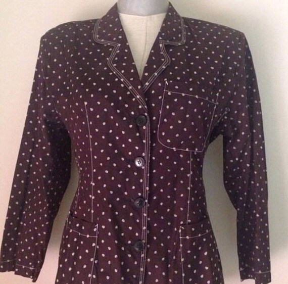 Steampunk 80s vintage black blazer with polka dot, ti… - Gem