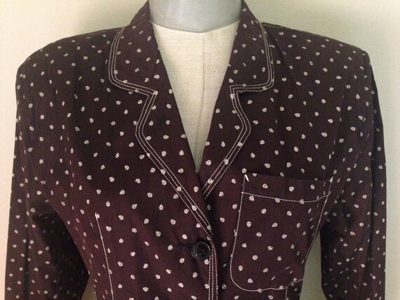 Steampunk 80s vintage black blazer with polka dot, ti… - Gem