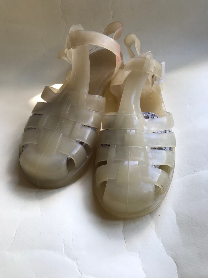 Milky Cream Colored Jelly Shoes for Men or Young Boys With Buckle ...