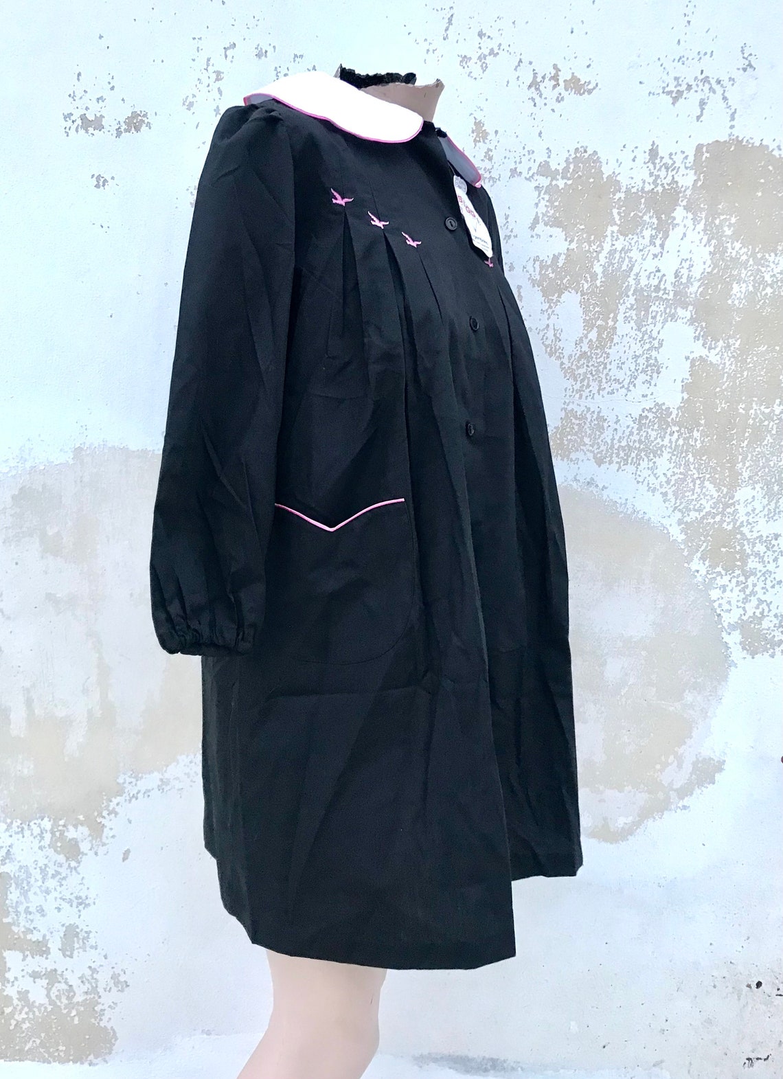 Old School Siggi, Italy, 70s Smock Buttoned Dress With Embroidered ...
