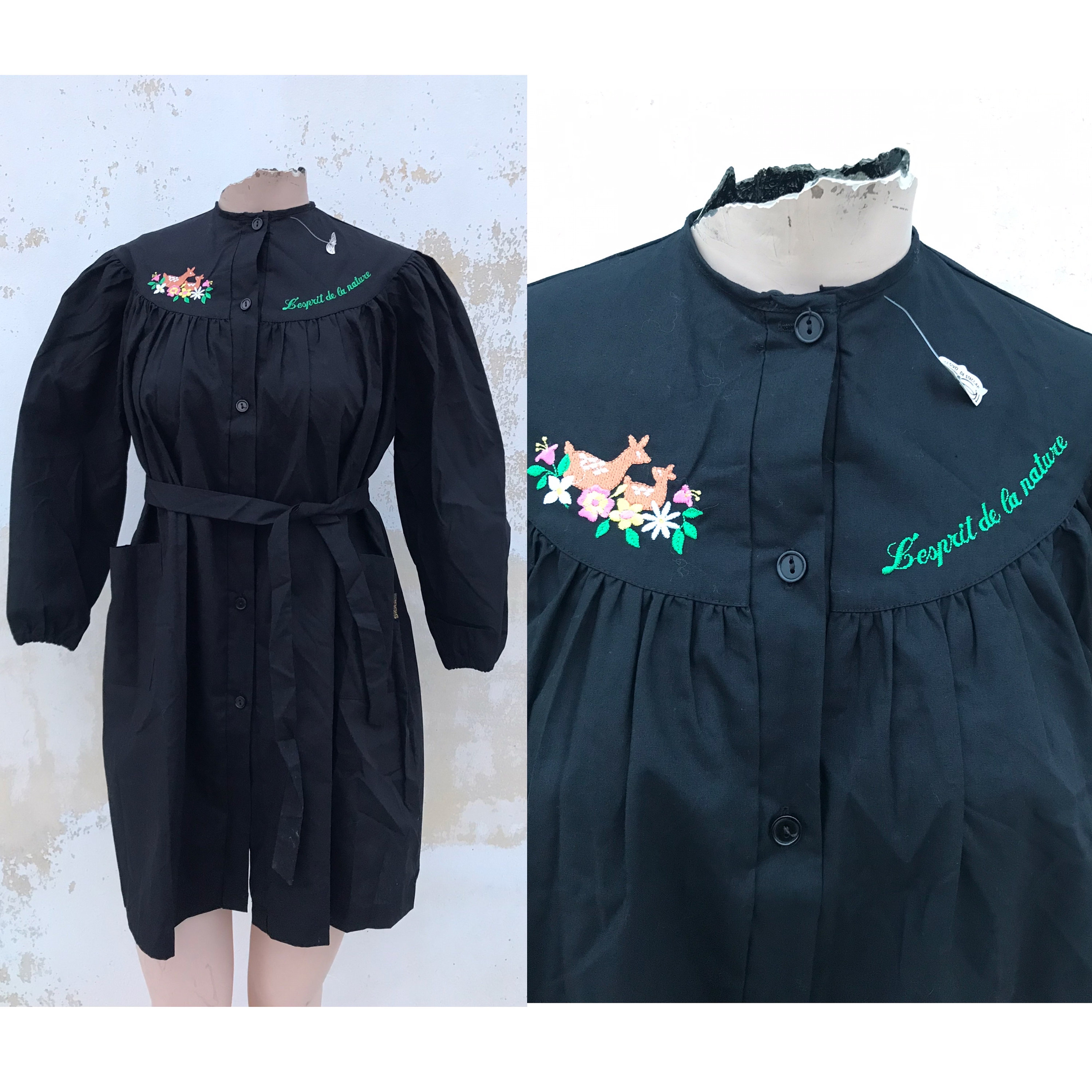 Old School Siggi, Italy, 70s Smock Buttoned Dress With Embroidered ...