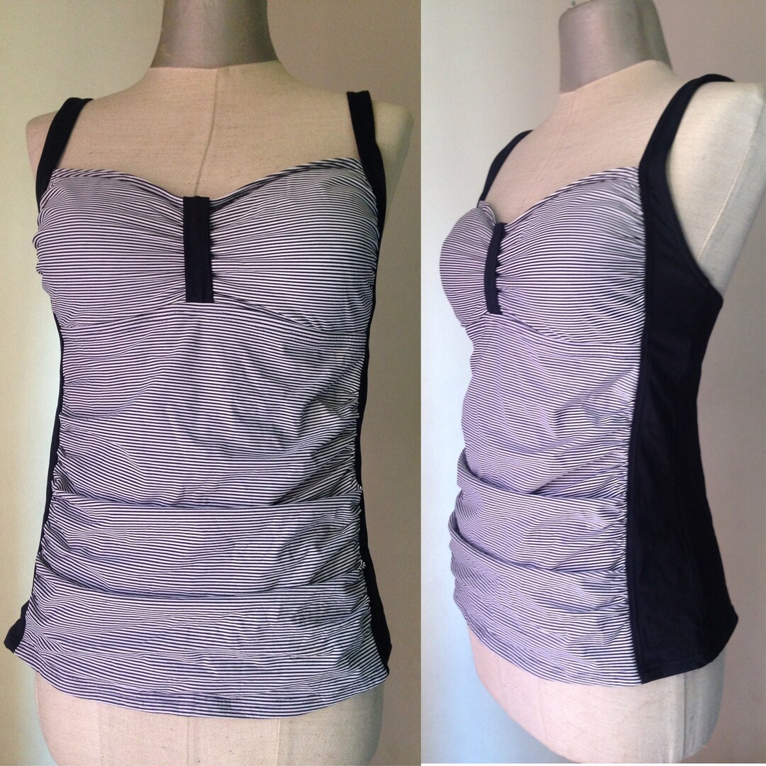50s Styled Striped Ruched Pin up Tank Top That Can Be Worn as Swimsuit ...
