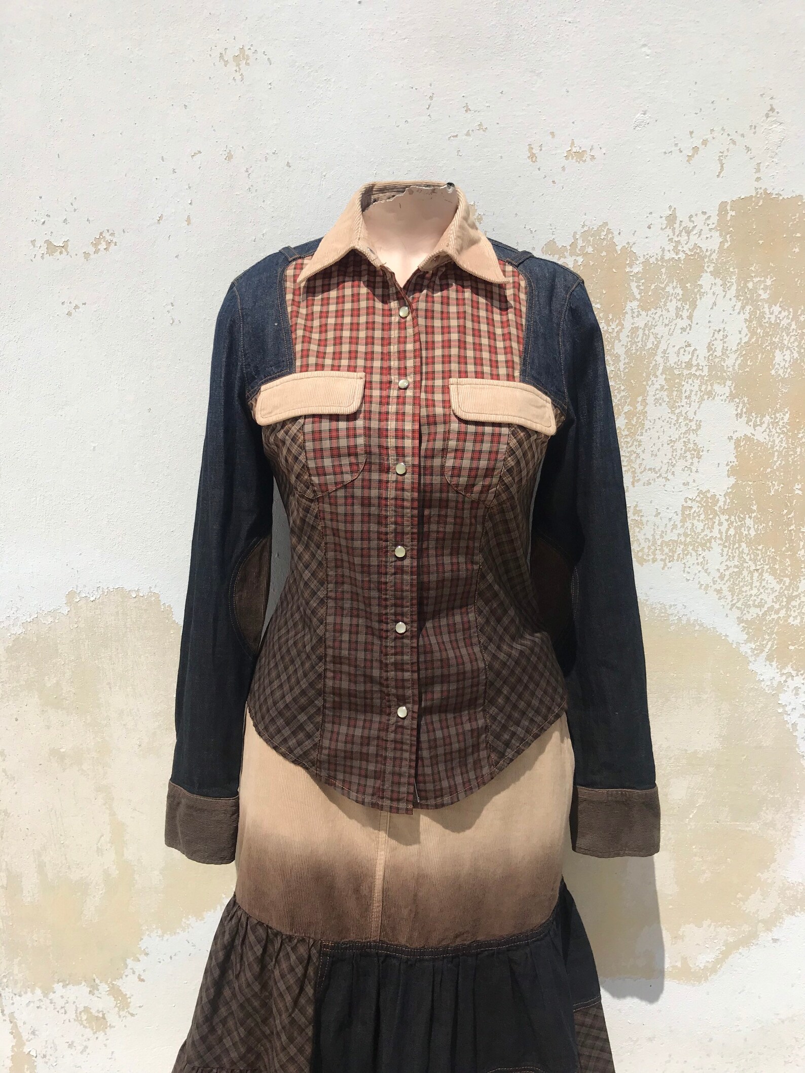 Patchwork Costume Set in Western Style. 90s Does 70s Vintage - Etsy