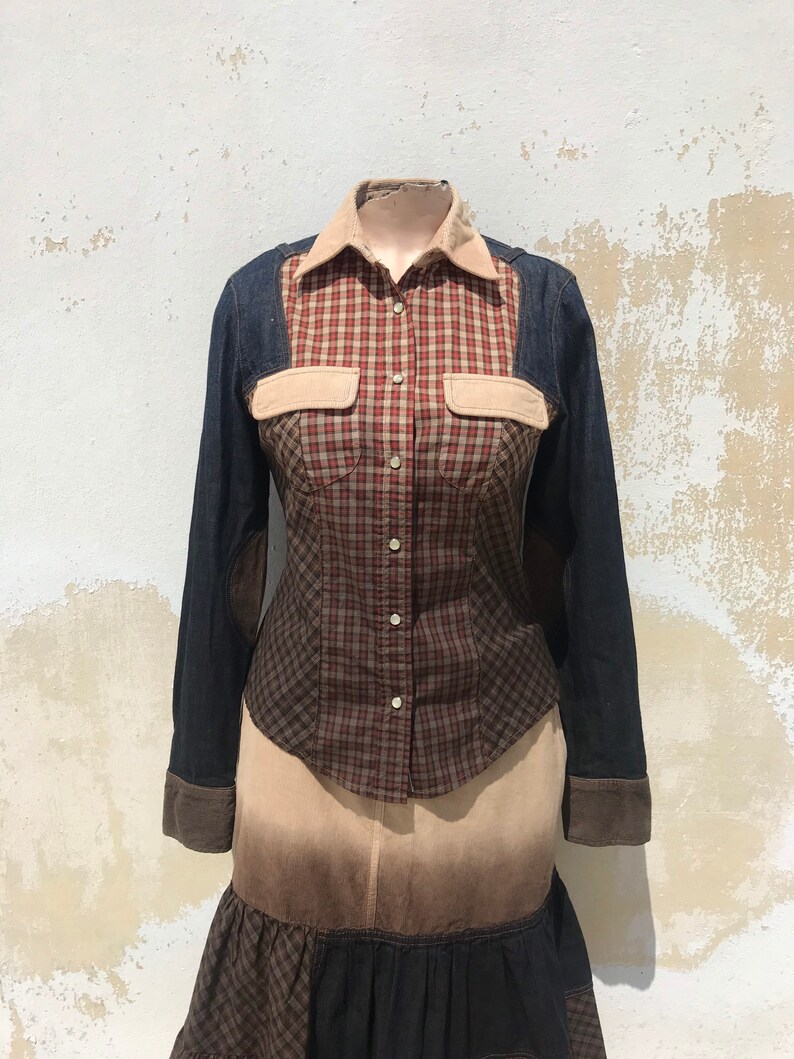 Patchwork Costume Set in Western Style. 90s Does 70s Vintage - Etsy