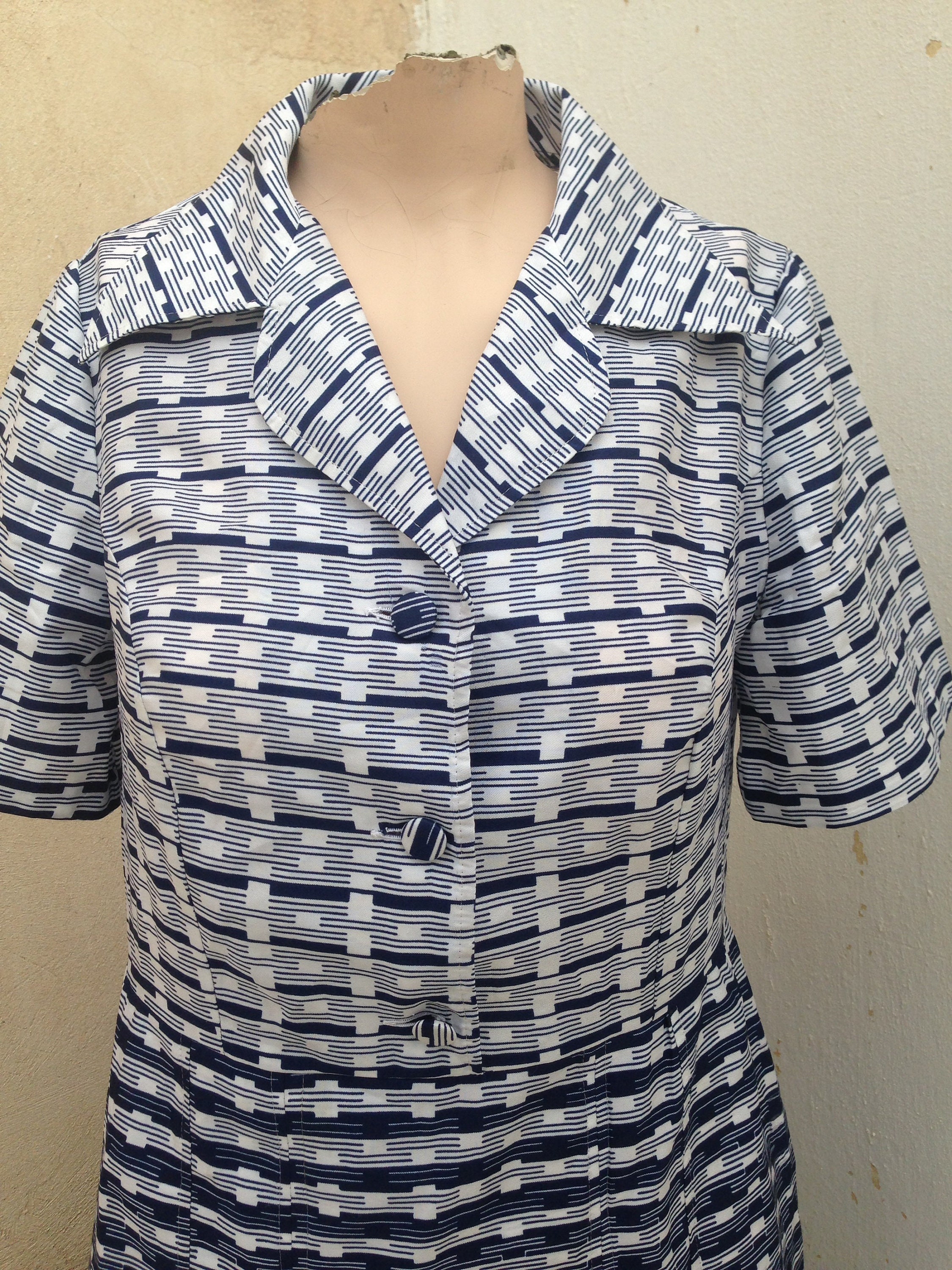 60s beautiful mini go go dress with pleated skirt henley | Etsy