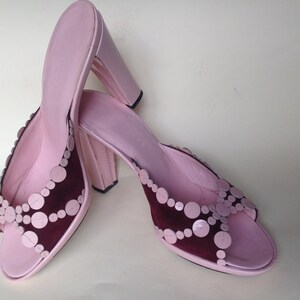 Marc Jacobs 90s Vntg Luxurious High Heeled Leather Spotted Slides in ...