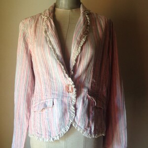 Powder Pink & Baby Blue Striped Denim Jacket From 1980. so Nostalgic It ...