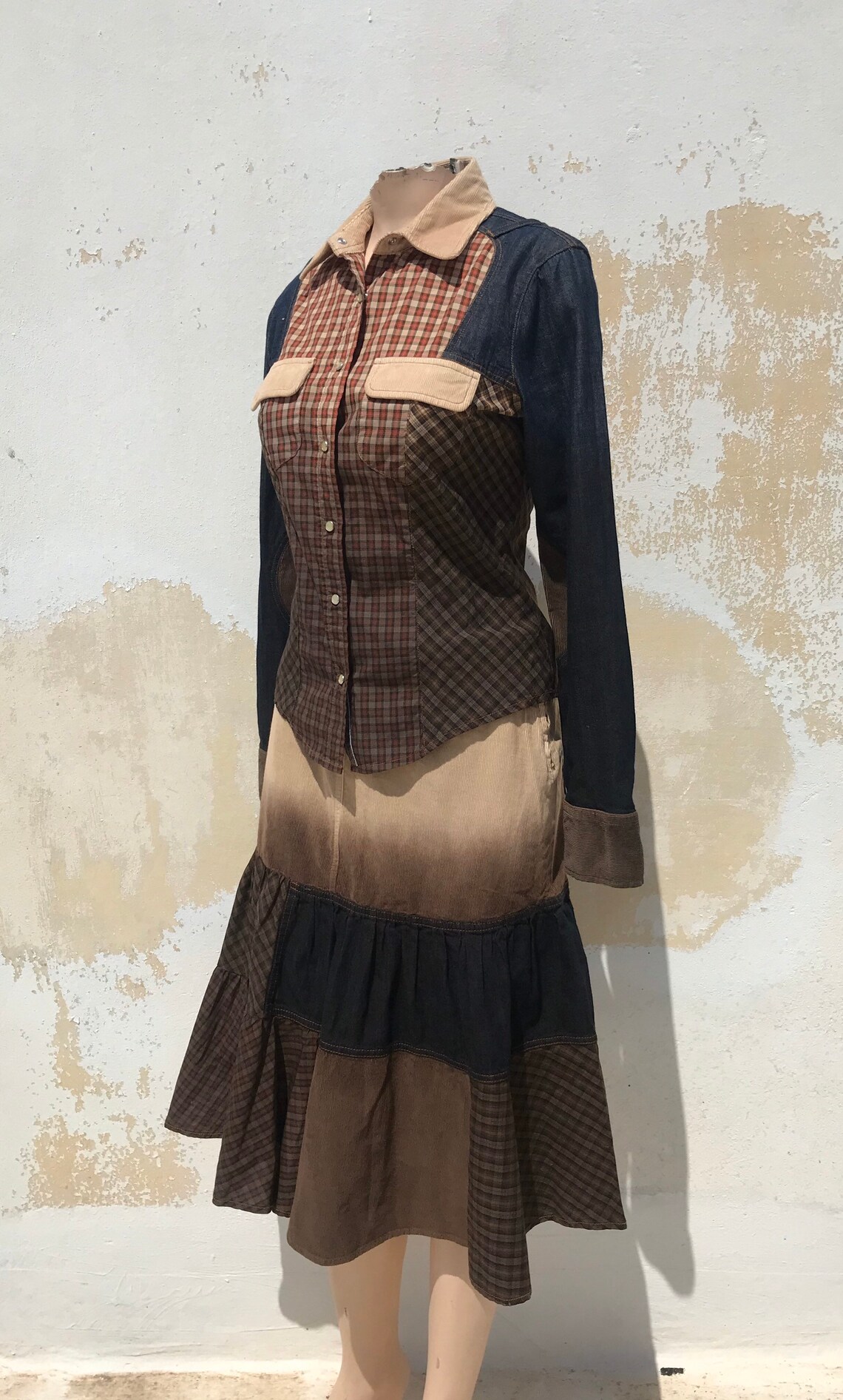 Patchwork Costume Set in Western Style. 90s Does 70s Vintage - Etsy