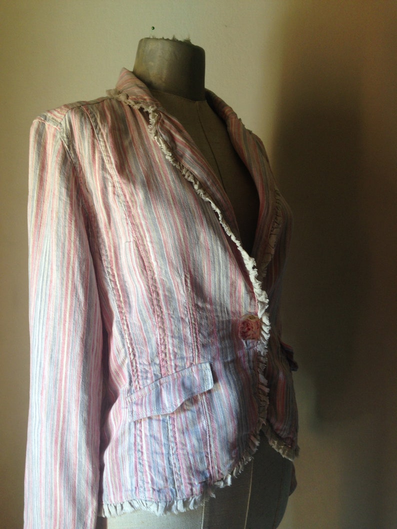 Powder Pink & Baby Blue Striped Denim Jacket From 1980. so Nostalgic It ...