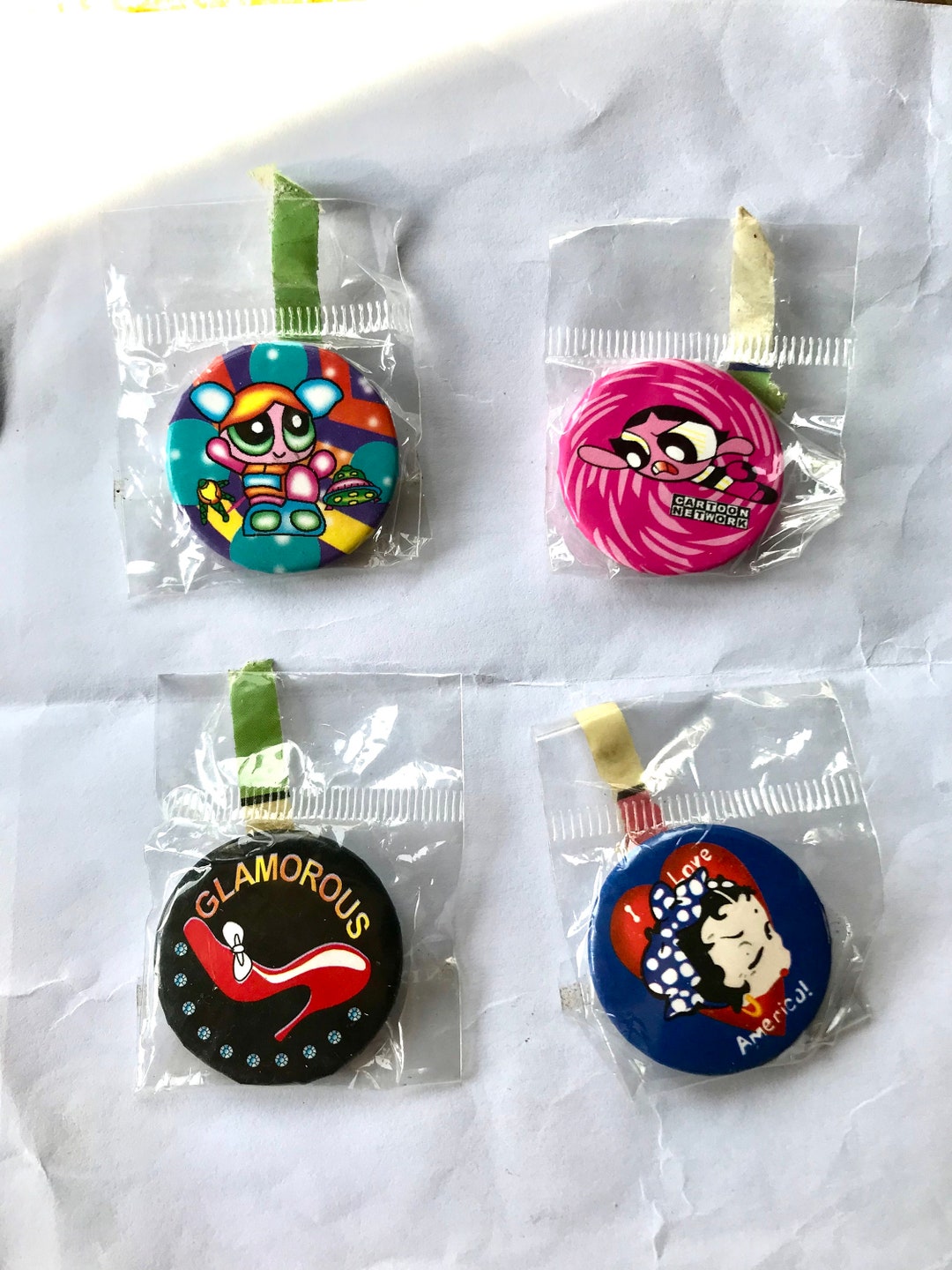 Betty Boop, Power Puff Girls 4 X Badges Lot Fun Vintage Pins, 1.5" Pin ...