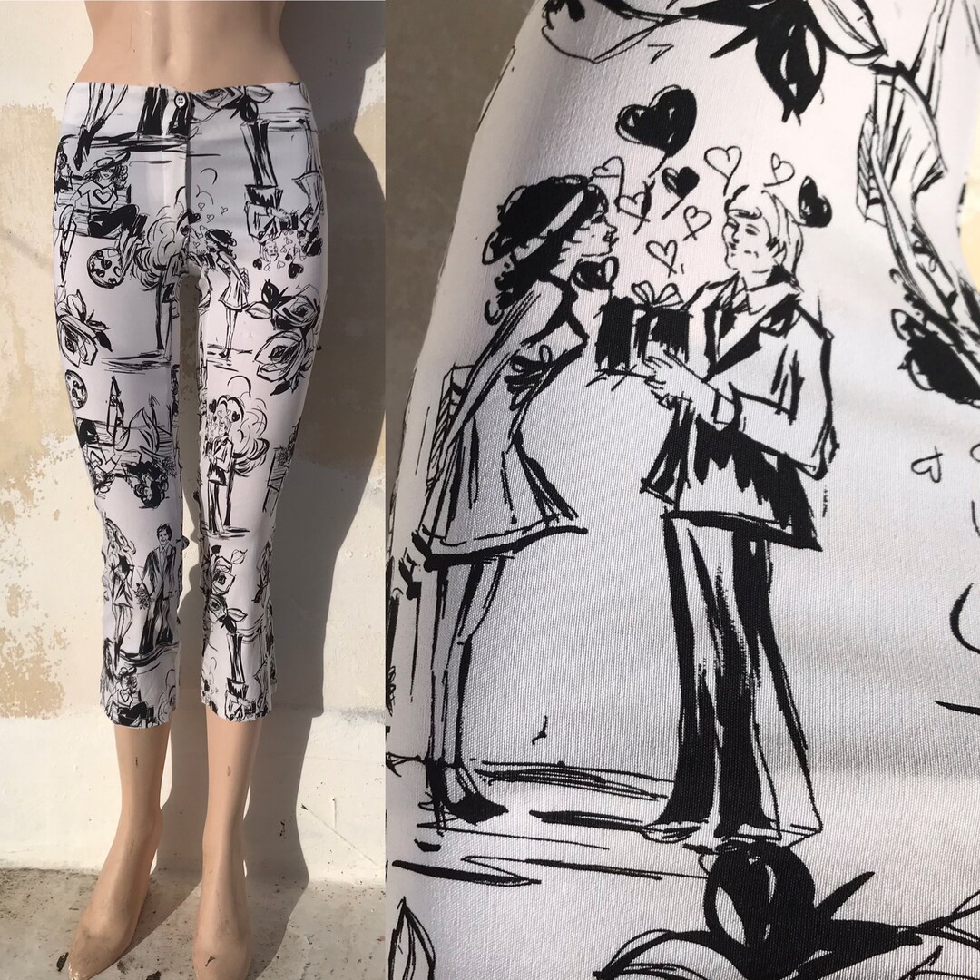 Novelty Early 90s Fitted Stretchy Capri Pants Features People - Etsy