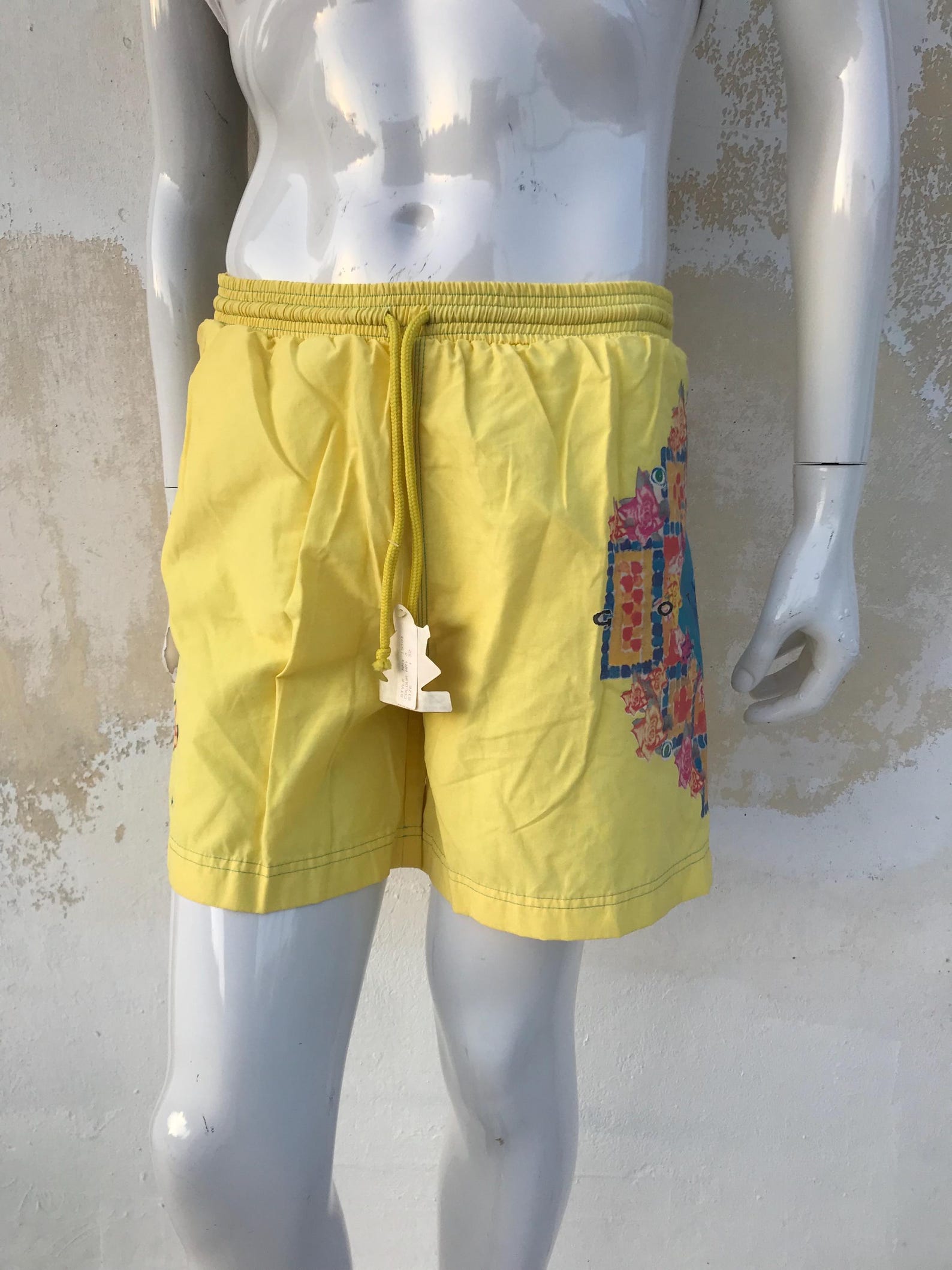 Gotcha Beach Wear Swim Trunks for Men in Yellow With Side Prints, Early ...