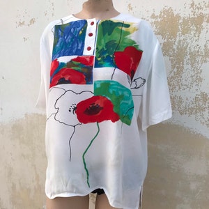 Crazy Patterned 80s Henley Loose Blouse Features Prints Like - Etsy