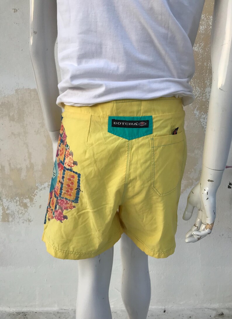 Gotcha Beach Wear Swim Trunks for Men in Yellow With Side Prints, Early ...
