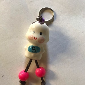 60s/70s Porcelain Keychain/charm Features a Baby Boy With a Purple Bell ...