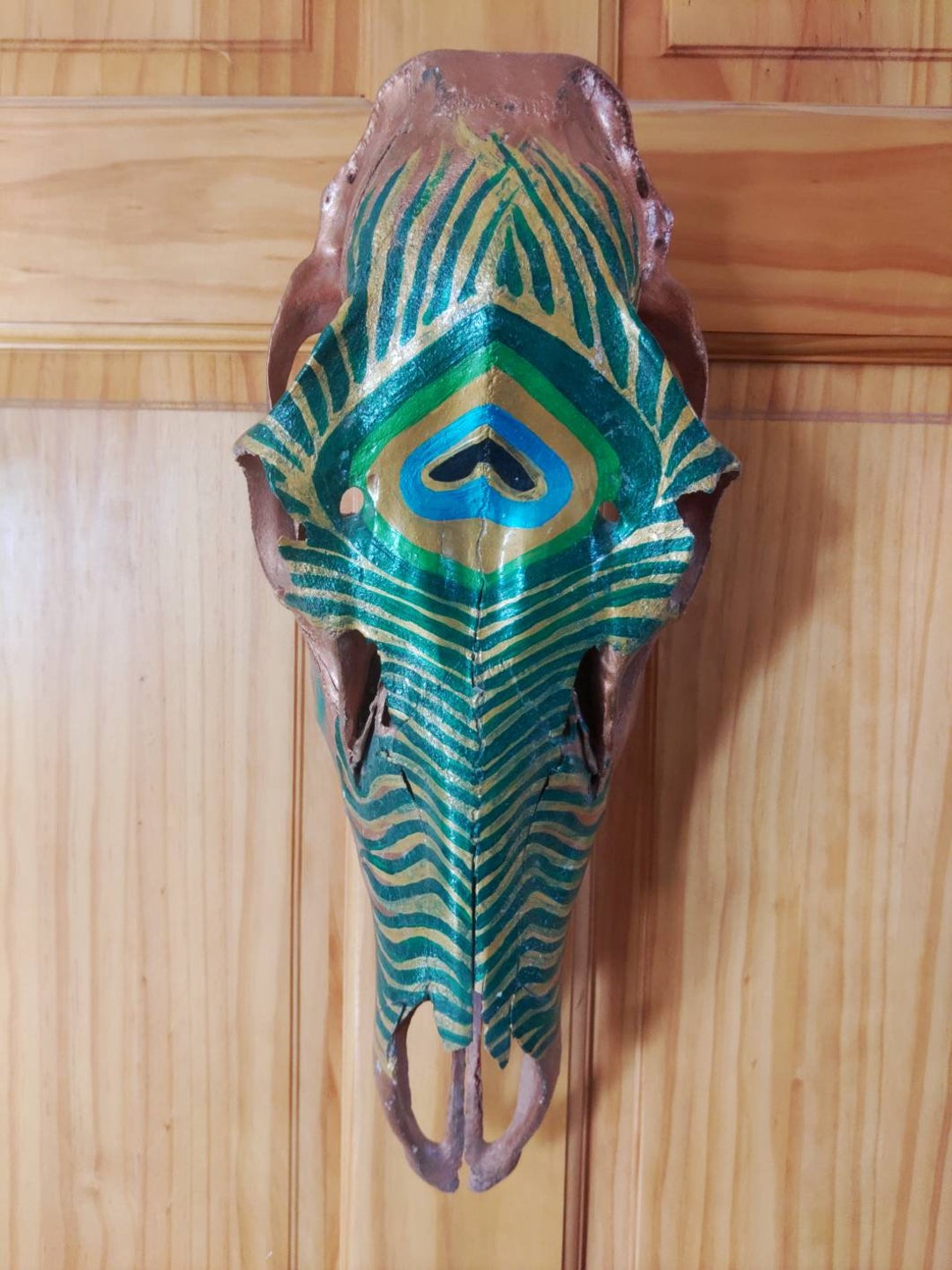 Peacock Feather & Copper Skull - Etsy