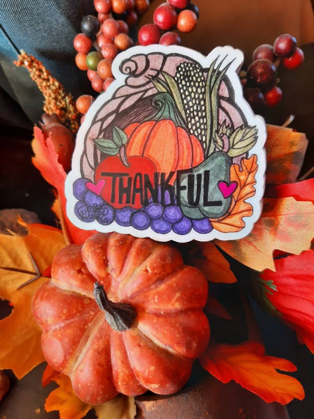 Thankful Cornucopia Sticker - Etsy