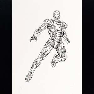 IRON MAN Engraving Illustration limited edition Marvel | Etsy