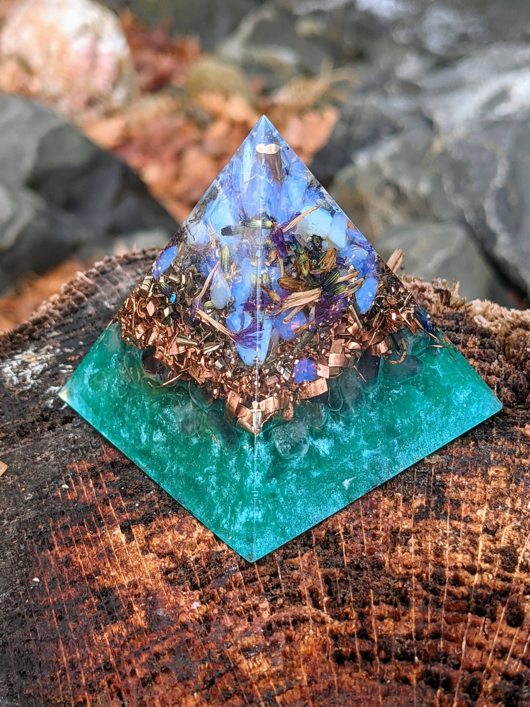 Tall Healing Waters Orgonite Pyramid | Crystal EMF Protection Orgonite ...
