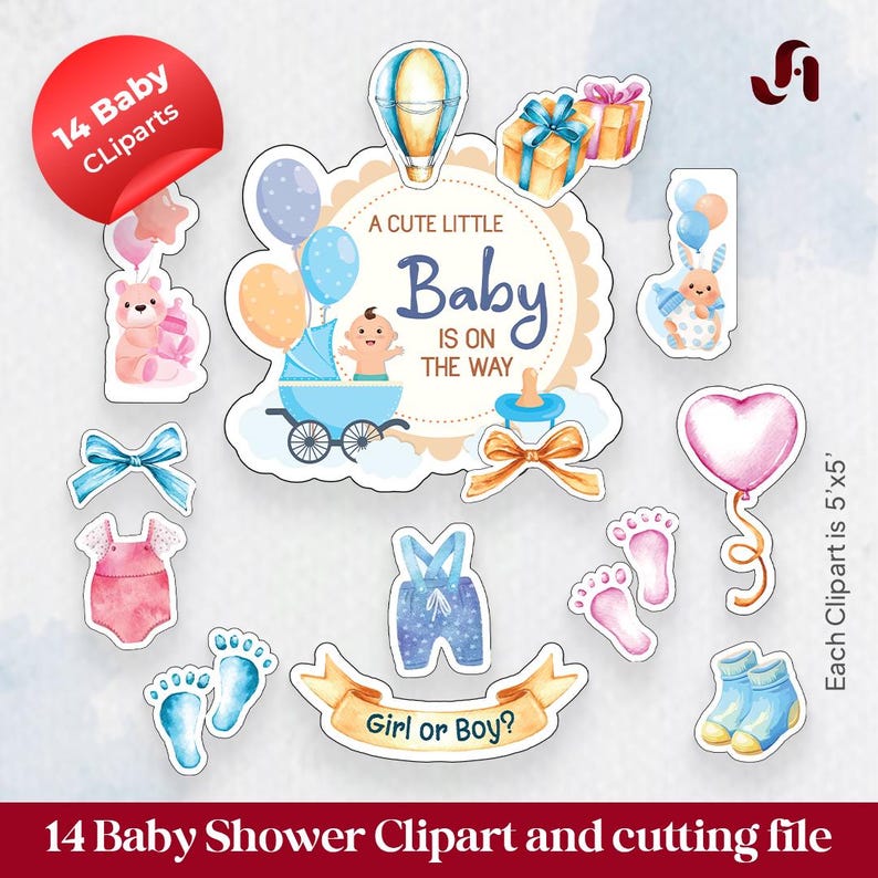 14 PNG Files, Baby Shower Invitation Cliparts, Clipart for Newborn ...