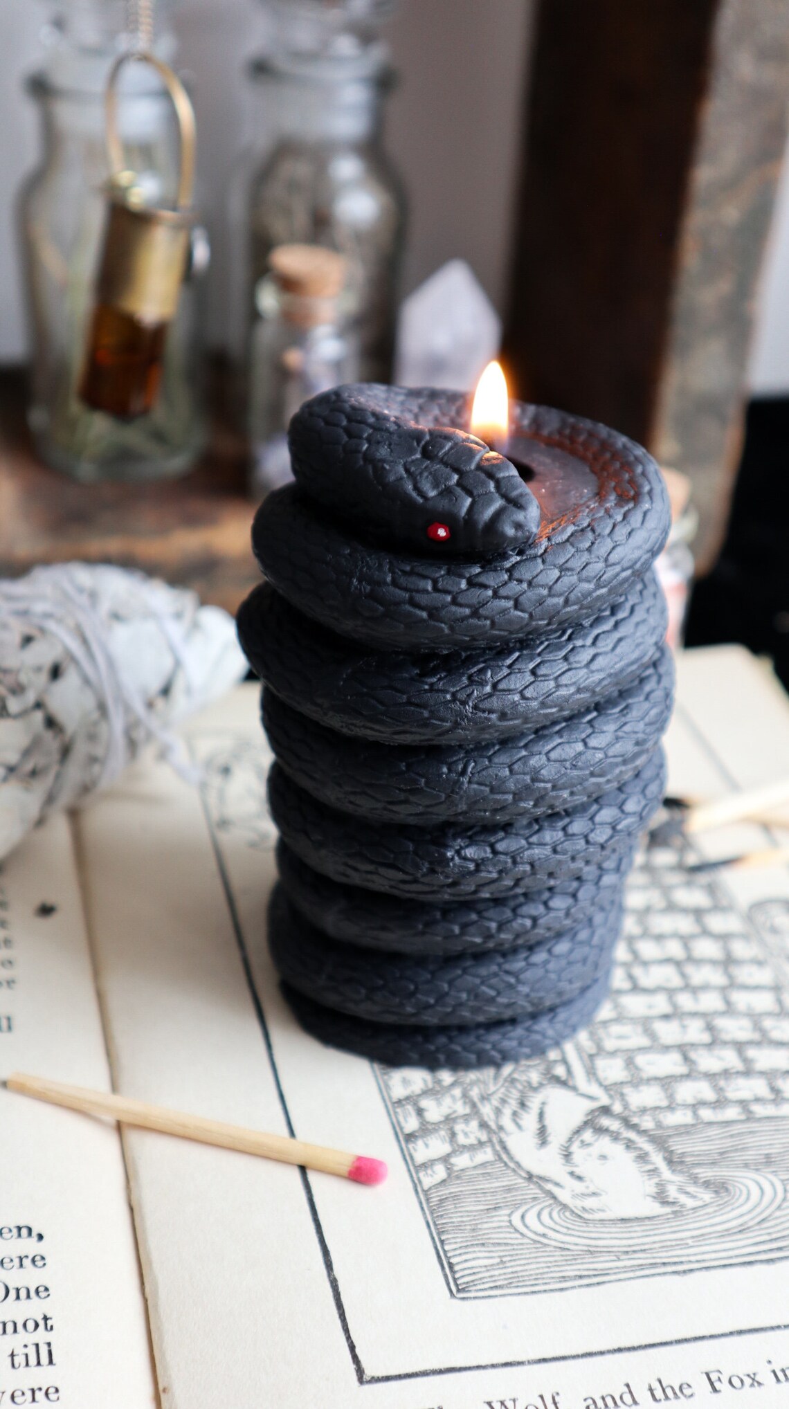 Snake Candle / Witch Halloween Snake Candles Black - Etsy