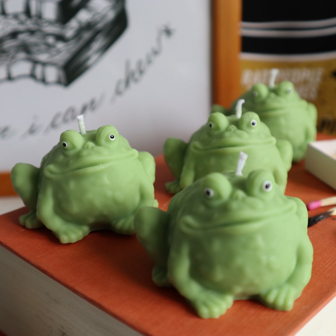 Frog Candle / Two Small Green Frog Toad Shaped Candles for Frog Lovers ...