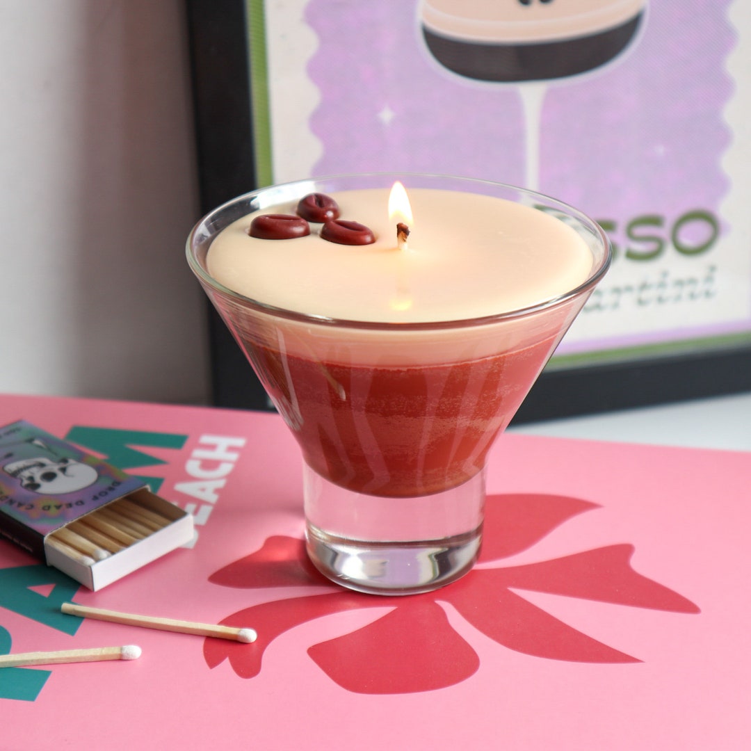 Espresso Martini Candle in Stemless Glass/ Coffee Espresso Scented Soy ...