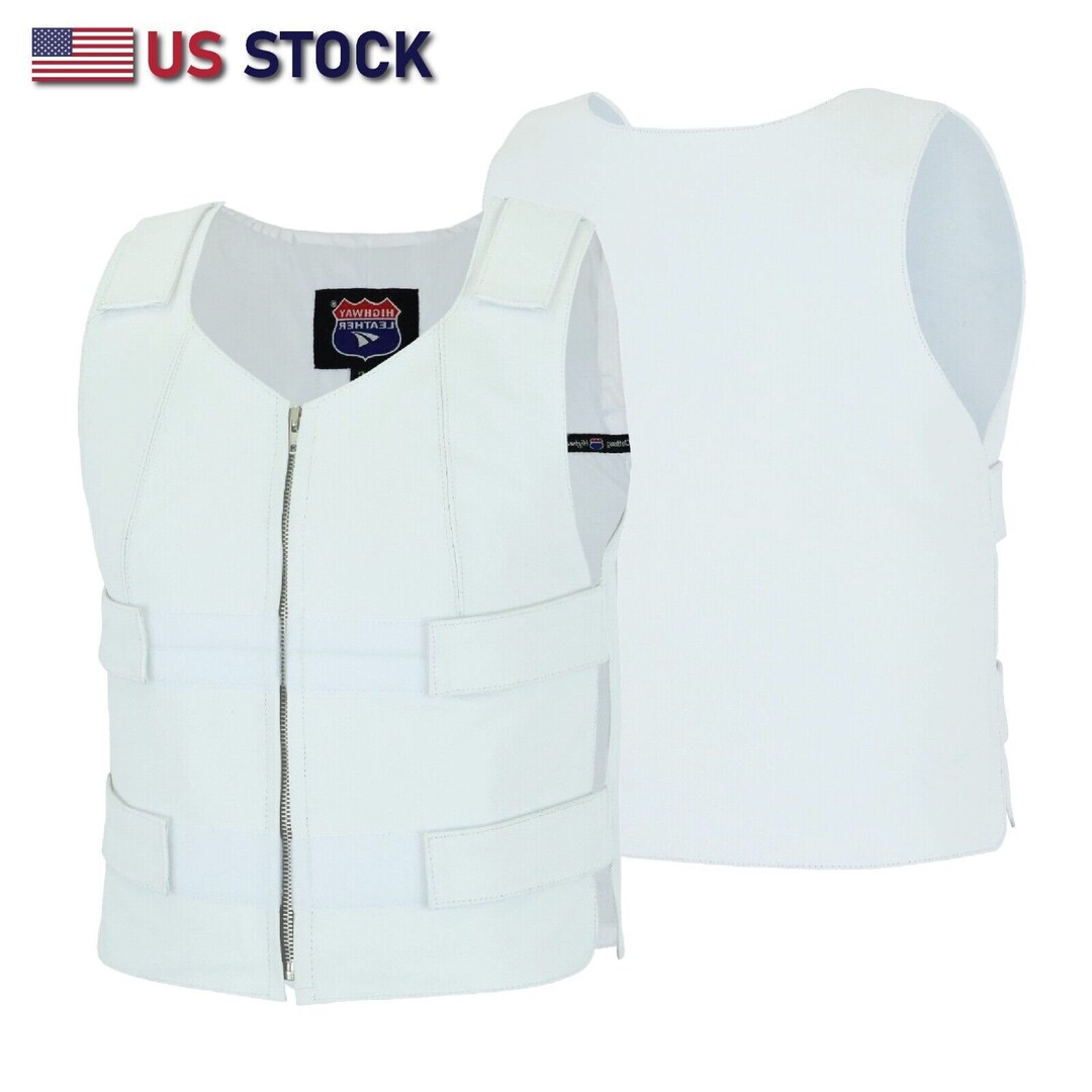 White Women Bullet Proof Style Leather Motorcycle Vest for Bikers Club ...