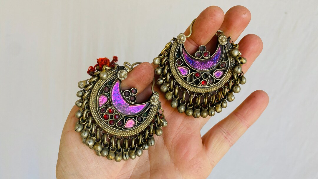 Vintage Kuchi Tribal Hoop Earrings With Jingle. - Etsy
